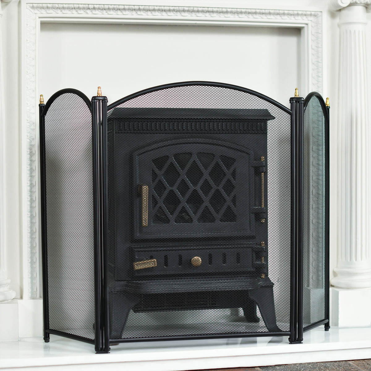 'Kratos' Handmade Black Steel Three Panel Fire Guard H67.5cm– The ...