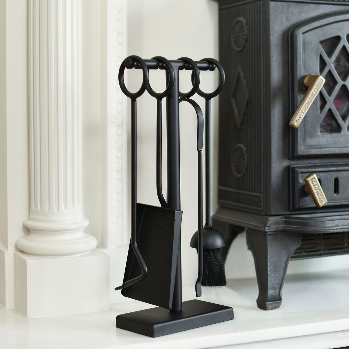 'Steed' Black Steel Essential Fireside Tools Set H42cm– The Fireside Store